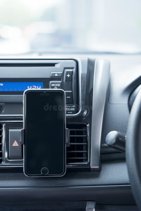Car Interior with a Smartphone Stock Image - Image of mobile, transport ...
