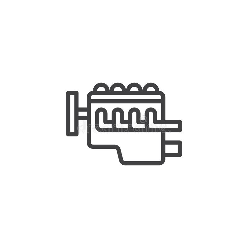 Engine Line Icon. Car Motor Vector Illustration Isolated on White. Car ...