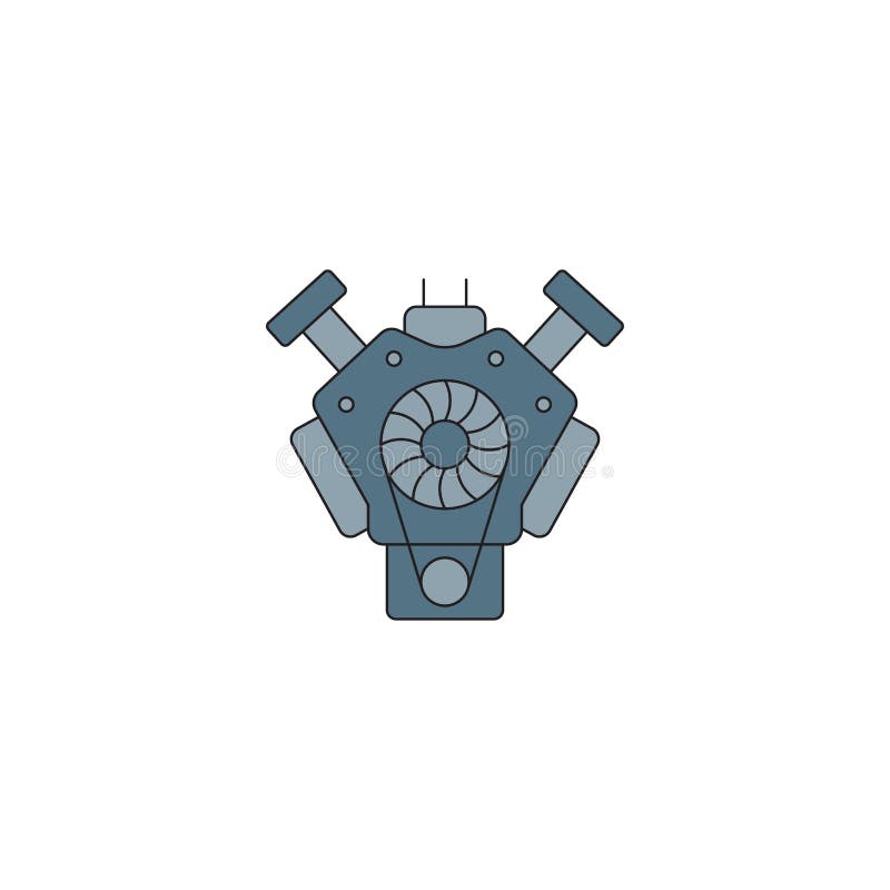 Car Internal Combustion Engine Vector Icon Symbol Isolated on White ...