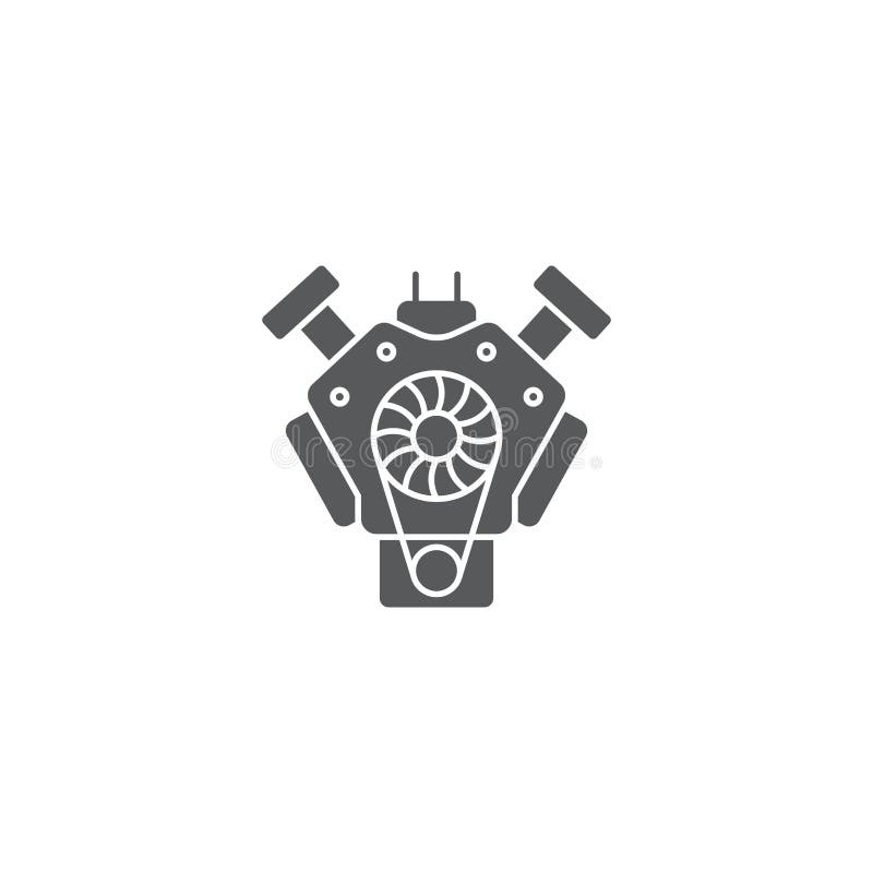 Car Internal Combustion Engine Vector Icon Symbol Isolated on White ...