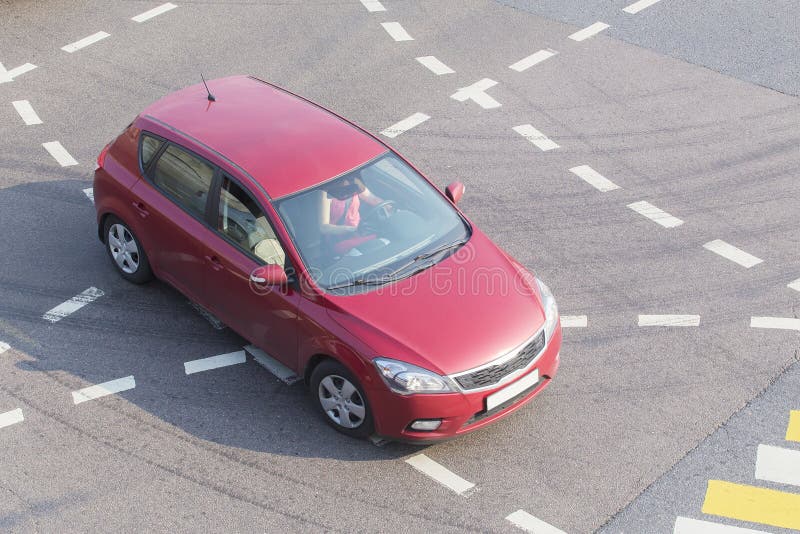 Car at Intersection with Marking Stock Image - Image of business ...