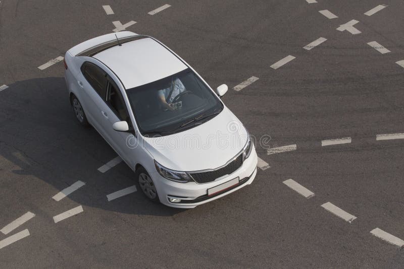 Car at Intersection with Marking Stock Image - Image of light, district ...