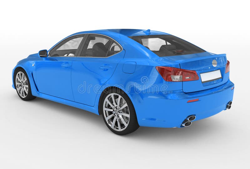 Car Isolated on White - Blue Paint, Transparent Glass - Back-left Side ...