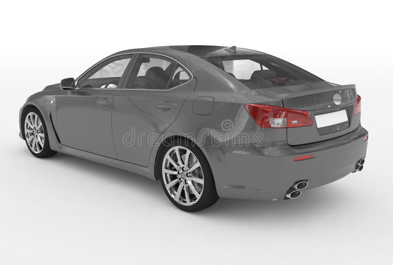 Car Isolated on White - Gray Paint, Transparent Glass - Back-left Side ...