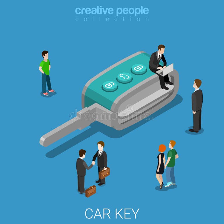 Car Key Flat Isometric Vector 3d Stock Vector - Illustration of concept ...