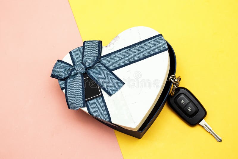 Car Key and Gift Box, Holiday Concept Stock Image - Image of security ...