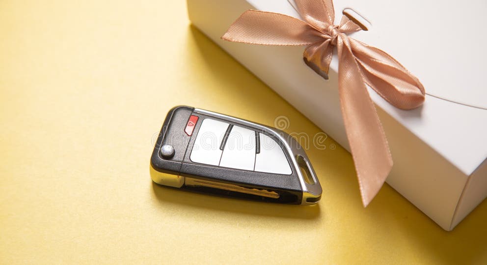 Car Key with a Gift Box. Present Stock Illustration - Illustration of ...
