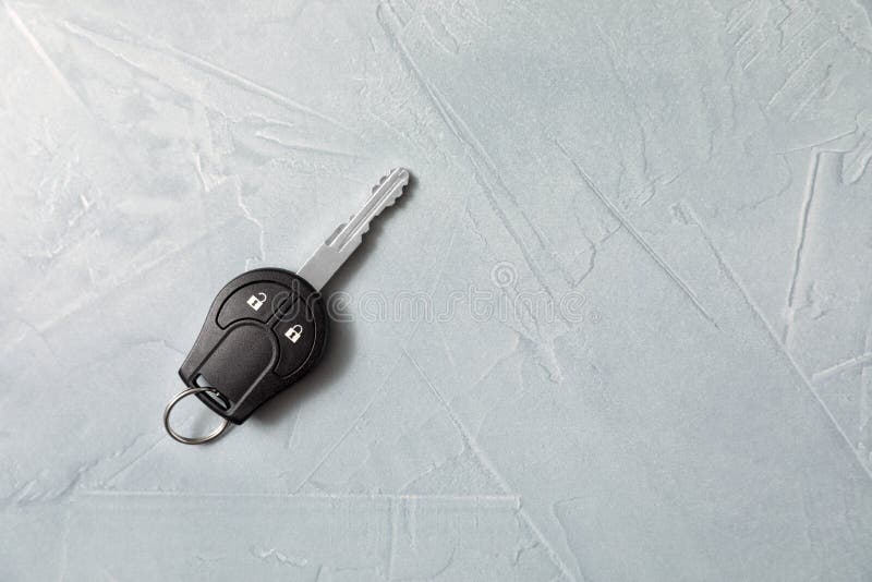 Car Key on Grey Background, Top View Stock Photo - Image of protection ...