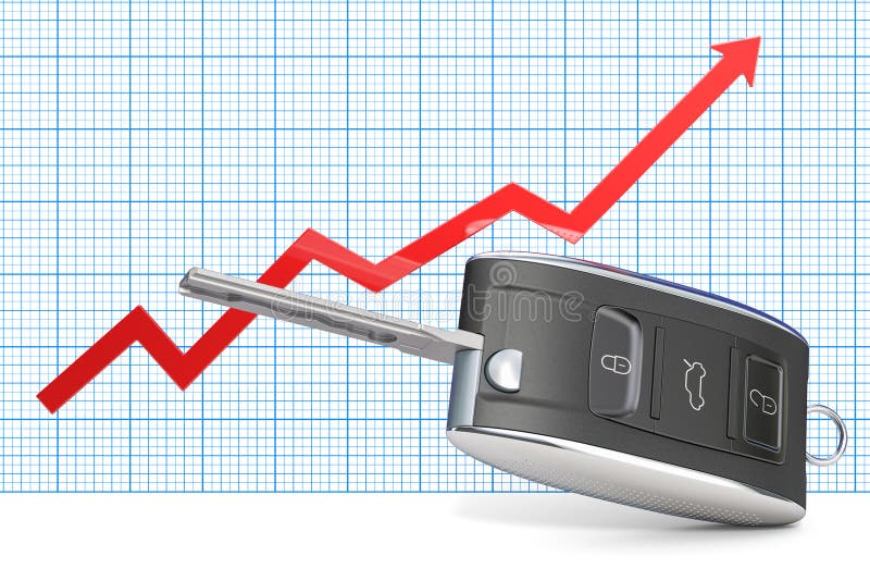 Car Key with Growing Chart. 3D Stock Illustration - Illustration of ...