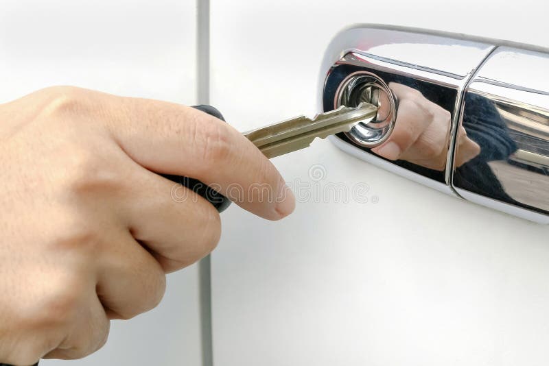 Car Key Inserted into the Lock Hole Stock Photo - Image of holding ...
