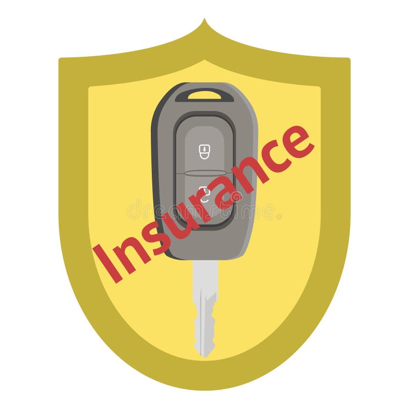 Car Key in Insurance Shiled Stock Illustration - Illustration of icon ...