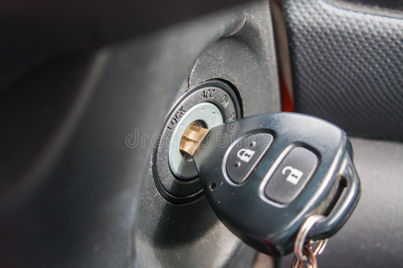 Car key at the keyhole stock photo. Image of interior - 65113616