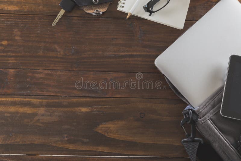 Car Key, Laptop Computer and Tablet on Office Desk - Top View Stock ...