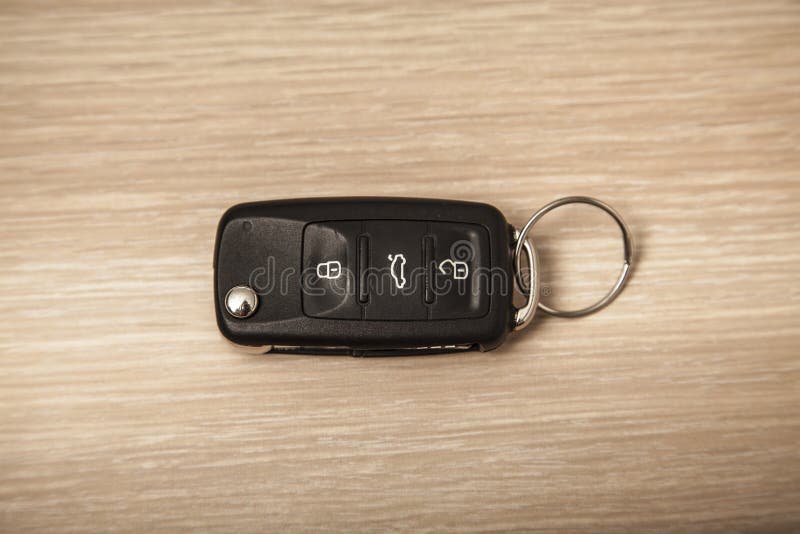 Car Key Lying on the Wooden Table, View from Above Stock Image - Image ...