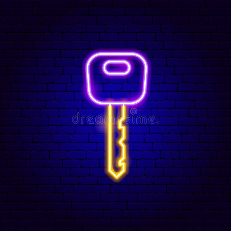 Car Key Neon Sign stock vector. Illustration of driver - 197823206