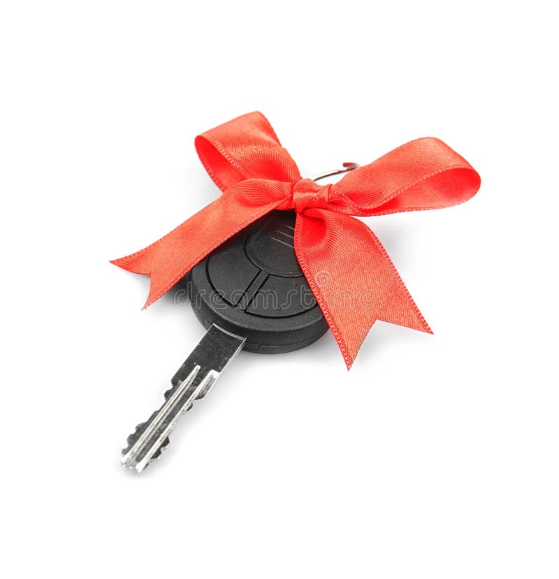 Car Key with Red Bow Isolated Stock Image - Image of modern, gift ...