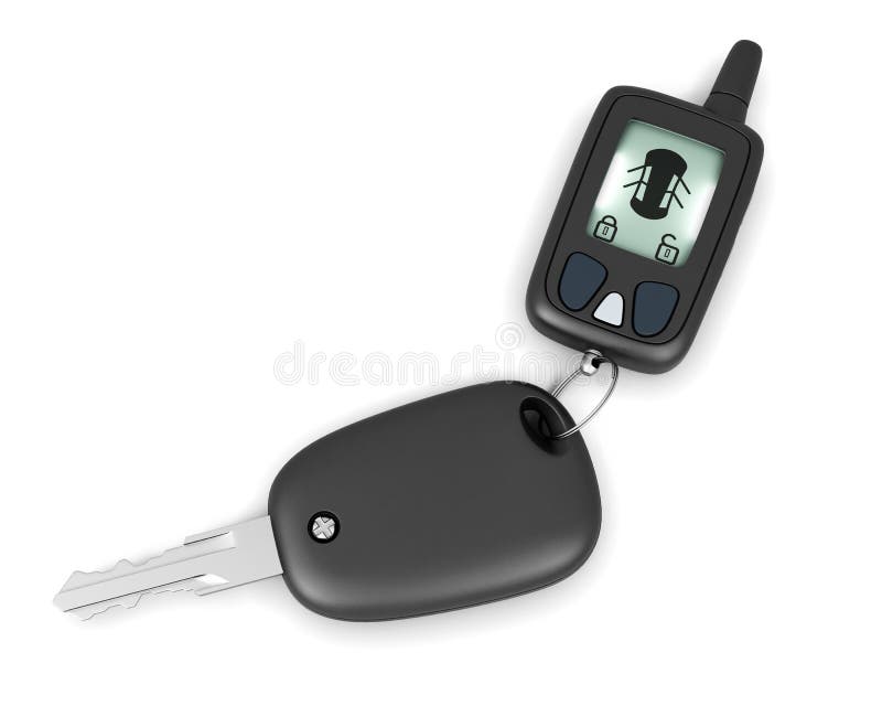 Car Key with Remote Alarm on a White Background. 3d Rendering Stock ...