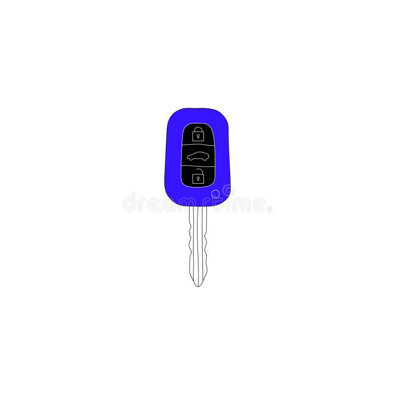 Car Key with Remote Control Buttons in Flat Vector Illustration ...