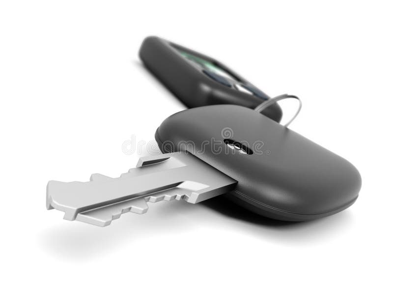 Car Key with Remote Control Closeup on White Background. Stock Photo ...