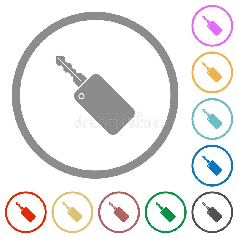 Car Key with Remote Control Flat Icons with Outlines Stock Vector ...