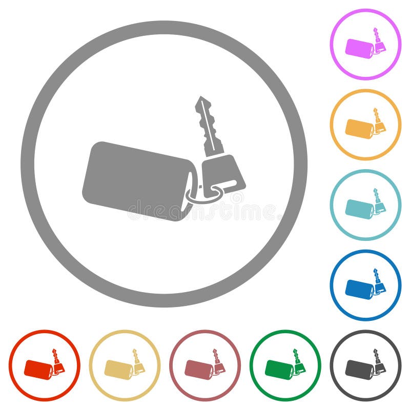 Car Key with Remote Control Flat Icons with Outlines Stock Vector ...