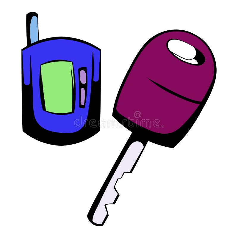 Car Key with a Remote Control Icon Cartoon Stock Vector - Illustration ...
