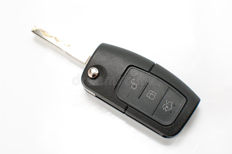 Car Key with Remote Control Isolated on White Stock Image - Image of ...