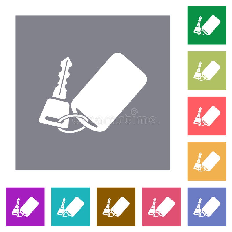 Car Key with Remote Control Square Flat Icons Stock Vector ...