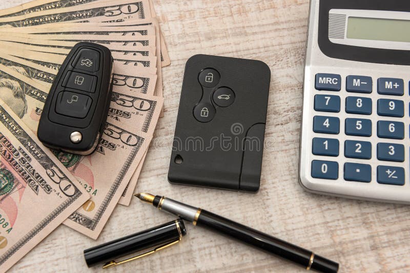 Car Key with Remote Control and Us Money Stock Photo - Image of dollar ...