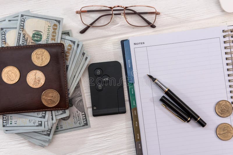 Car Key with Remote Control and Us Money Stock Photo - Image of bill ...