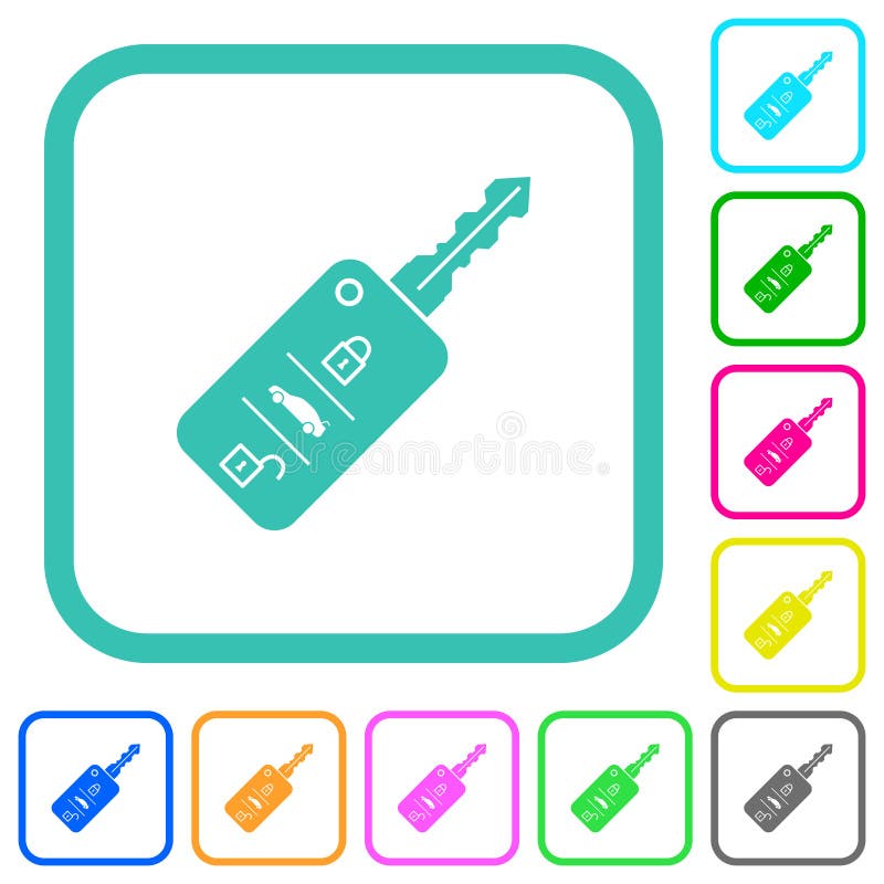 Car Key with Remote Control Vivid Colored Flat Icons Stock Vector ...
