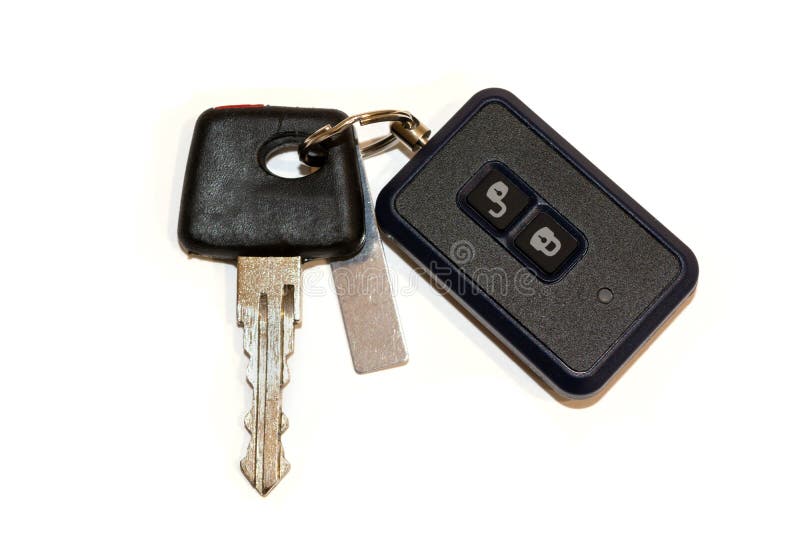 Car Key with Remote Control on White Stock Image - Image of safety ...