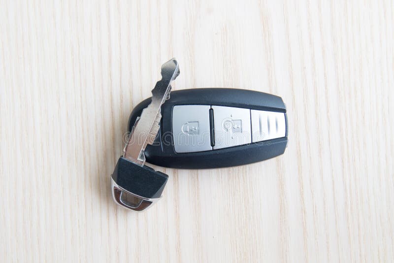 Car Key with Remote Control on the Wooden Floor Stock Photo - Image of ...