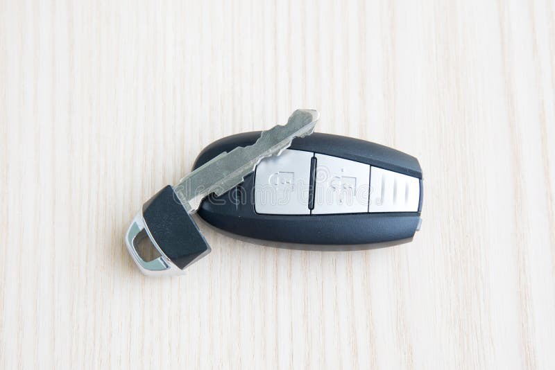 Car Key with Remote Control on the Wooden Floor Stock Image - Image of ...