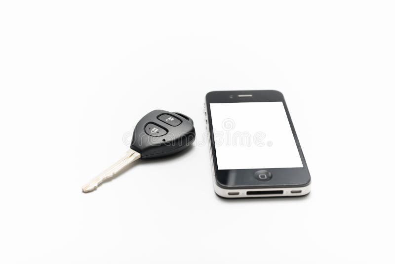 Smart Phone with Car Key on Brown Wallet Stock Image - Image of natural ...