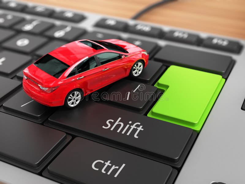 Car on the keyboard. stock illustration. Illustration of request - 55499112