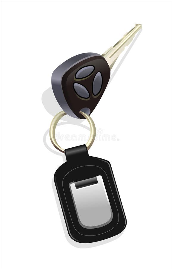 Car Keys with Black Leather Keychain on a White Background. Isolated ...