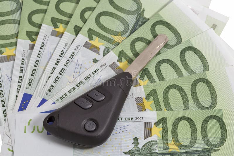 Car Keys on 100 Euro Bills Background Stock Image - Image of bill ...