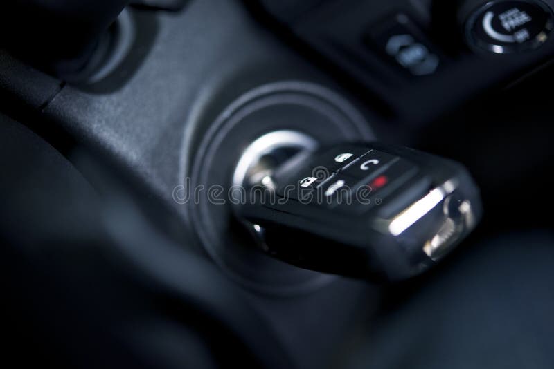 Car Keys in Ignition Keyhole Stock Photo - Image of bluish, stop: 45289438