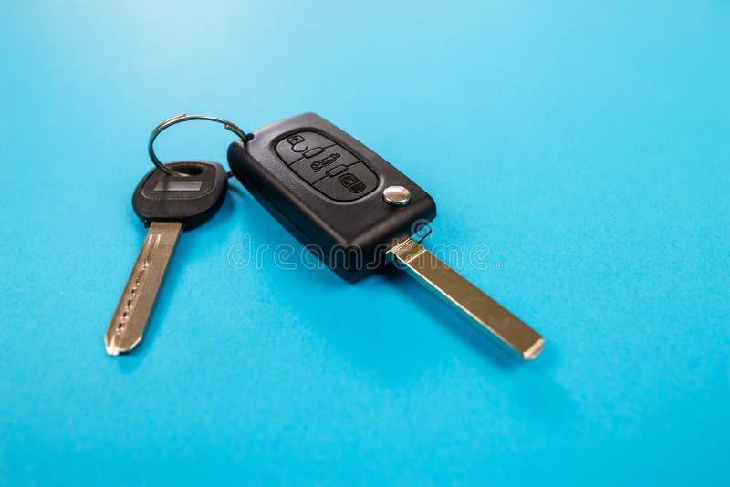 Car keys isolated on blue stock image. Image of electronic - 248077873