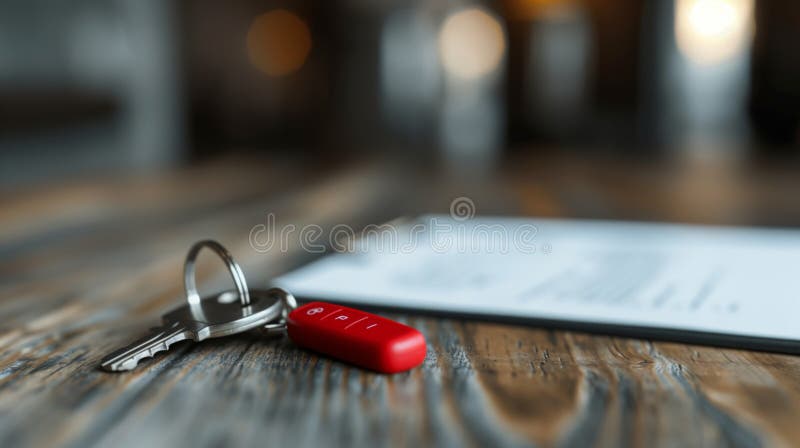 Car Keys and a Lease Agreement Lie on a Wooden Table Stock Photo ...