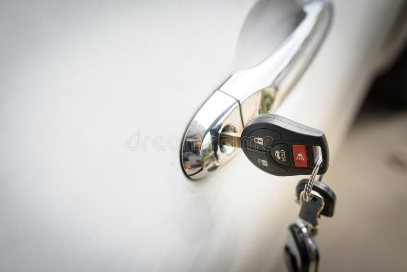 Car keys left in a lock stock photo. Image of black, signal - 56436444