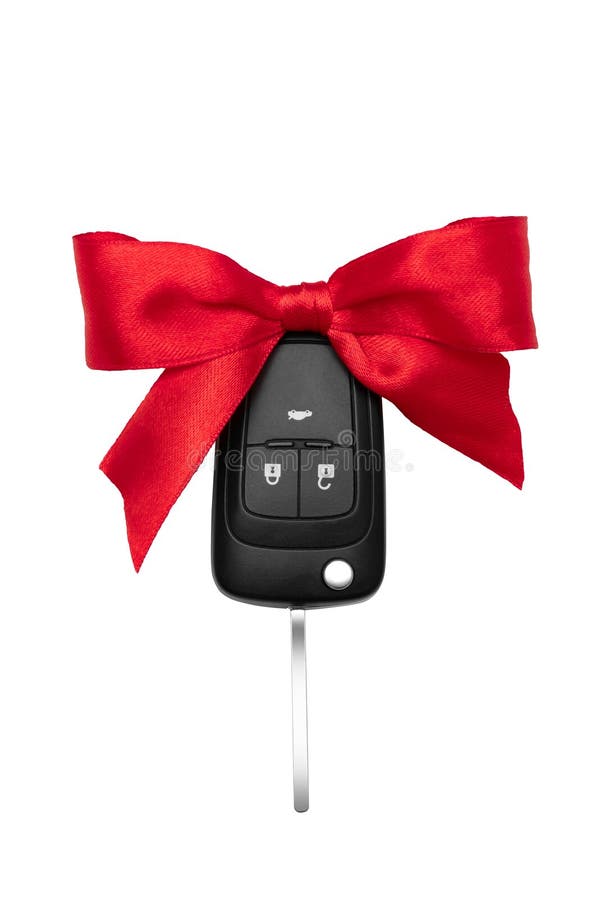 Car Keys with Red Bow Over White Background. Isolate. Stock Photo ...