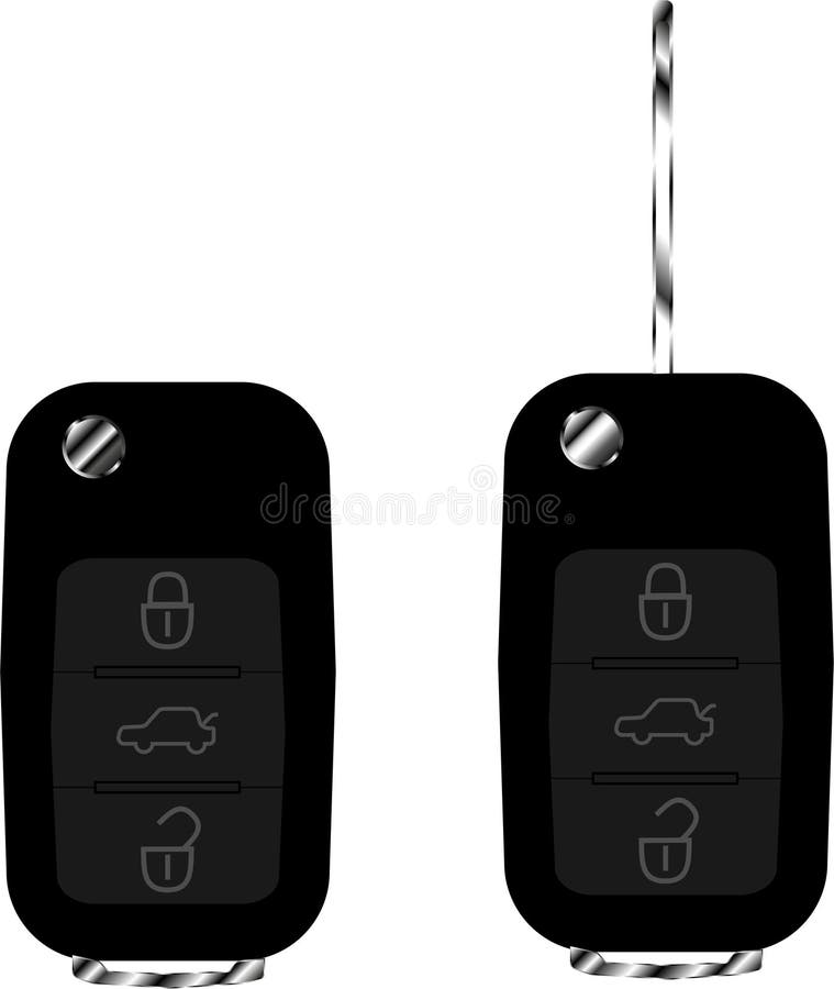 Car Keys Remote Control Black with Metal Stock Vector - Illustration of ...