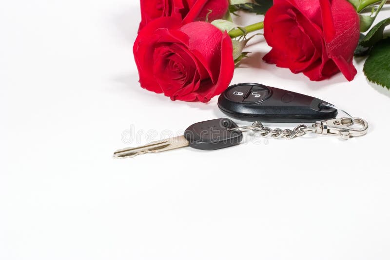Car Keys and Roses Bouquet Present Stock Photo - Image of seduction ...