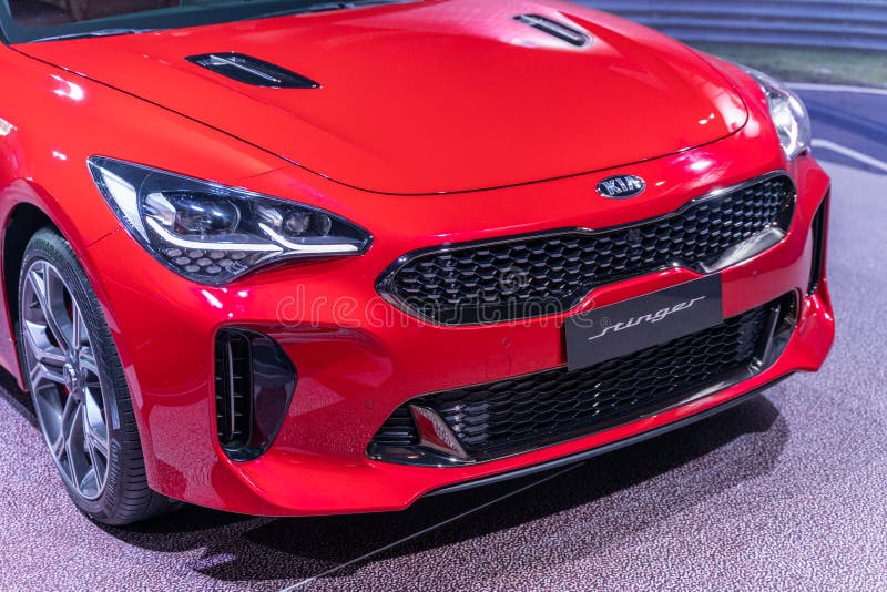 Car kia stinger color red editorial stock image. Image of sport - 131872394