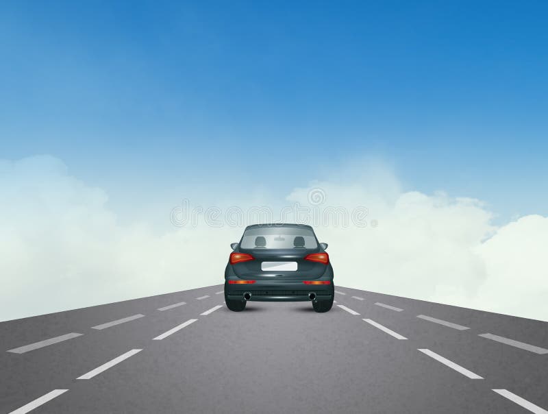 Car on the lane road stock illustration. Illustration of road - 178893704