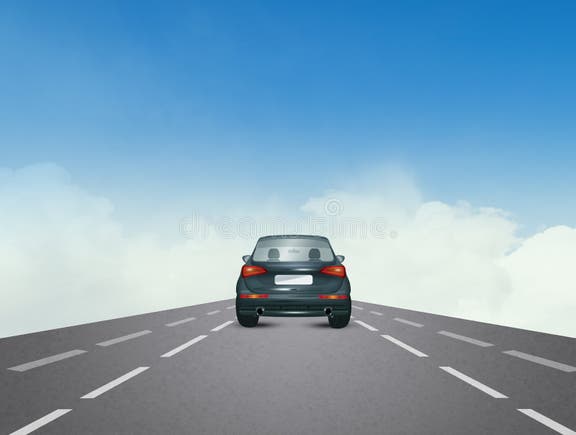 Car on the lane road stock illustration. Illustration of road - 178893704