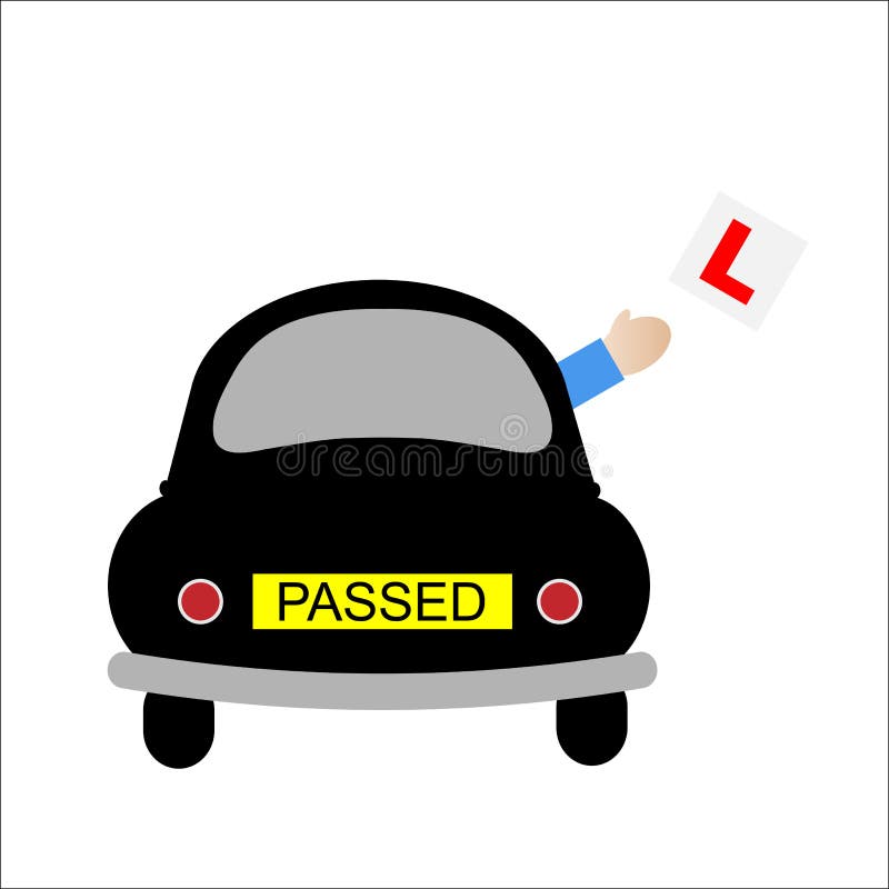 Car Learner Driver Passed Test Stock Illustration - Illustration of ...