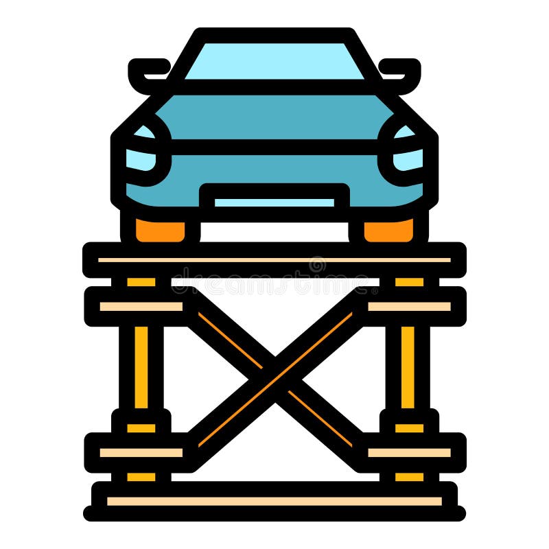 Car Lift Device Icon Color Outline Vector Stock Vector - Illustration ...